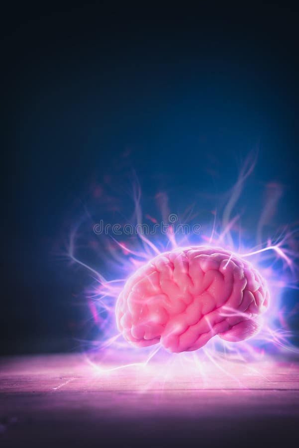 Brain Power Concept with Abstract Light Rays Stock Photo - Image of ...