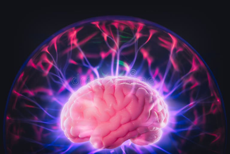 Brain Power Concept with Abstract Light Rays Stock Photo - Image of ...