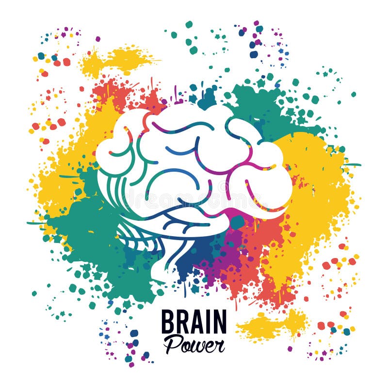 Brain Power Poster with Colors Splashing Stock Vector - Illustration of ...