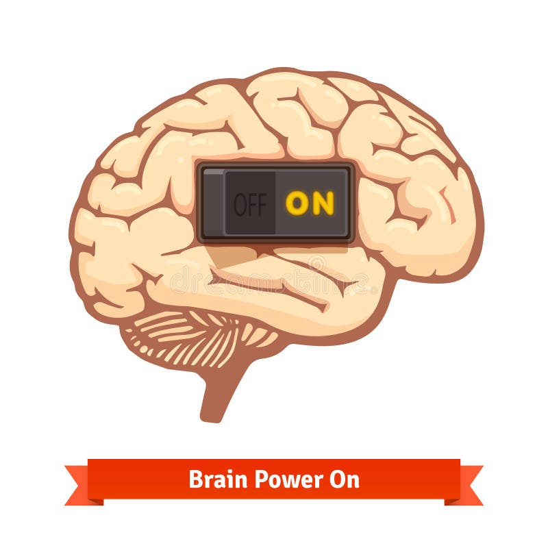 Brain Power Switch on. Strong Mind Concept Stock Vector - Illustration ...
