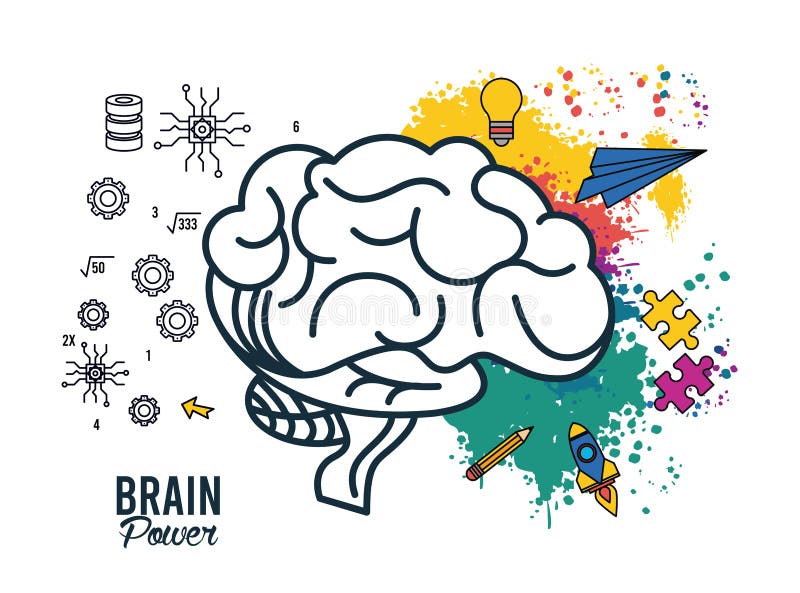 Brain Power Poster with Colors Splashing Stock Vector - Illustration of ...
