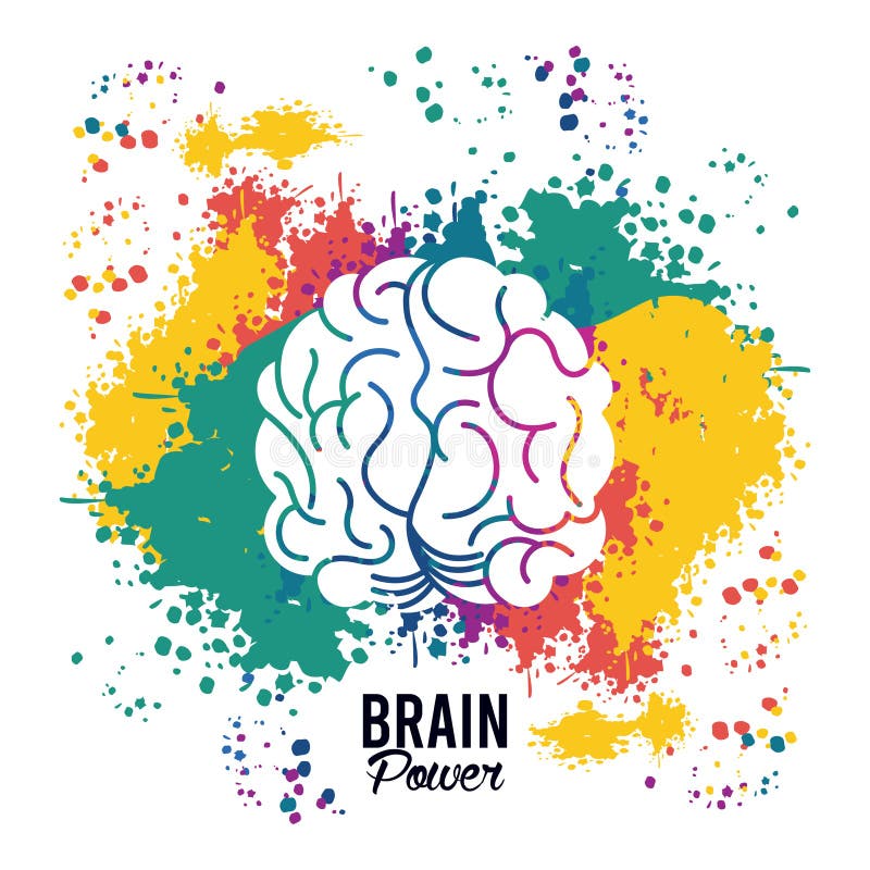 Brain Power Template with Colors Splash and Set Icons Stock Vector ...
