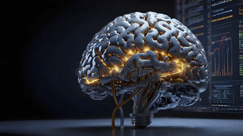 Brain-Powered Bulb Future Technology, Innovation Background, AI Concept ...