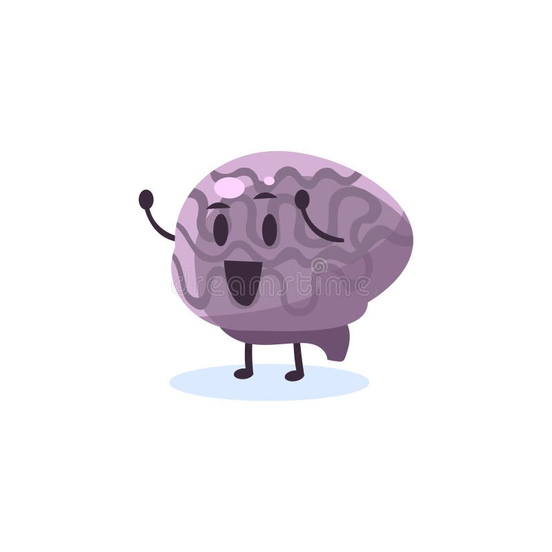 Brain Primitive Style Cartoon Character Stock Vector - Illustration of ...