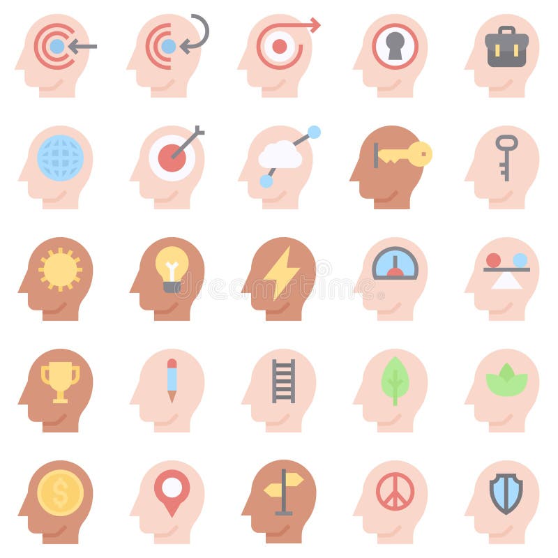 Brain Process Flat Icon Set 2, Vector Illustrations Stock Vector ...
