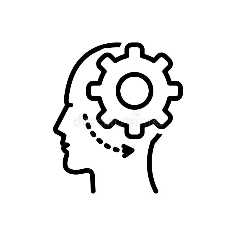 Black Line Icon for Brain Process, Neuroscience and Concept Stock ...