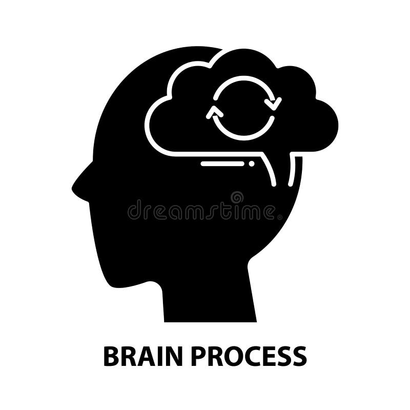 Brain Process Icon, Black Vector Sign with Editable Strokes, Concept ...