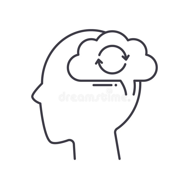 Brain Process Icon, Black Vector Sign with Editable Strokes, Concept ...