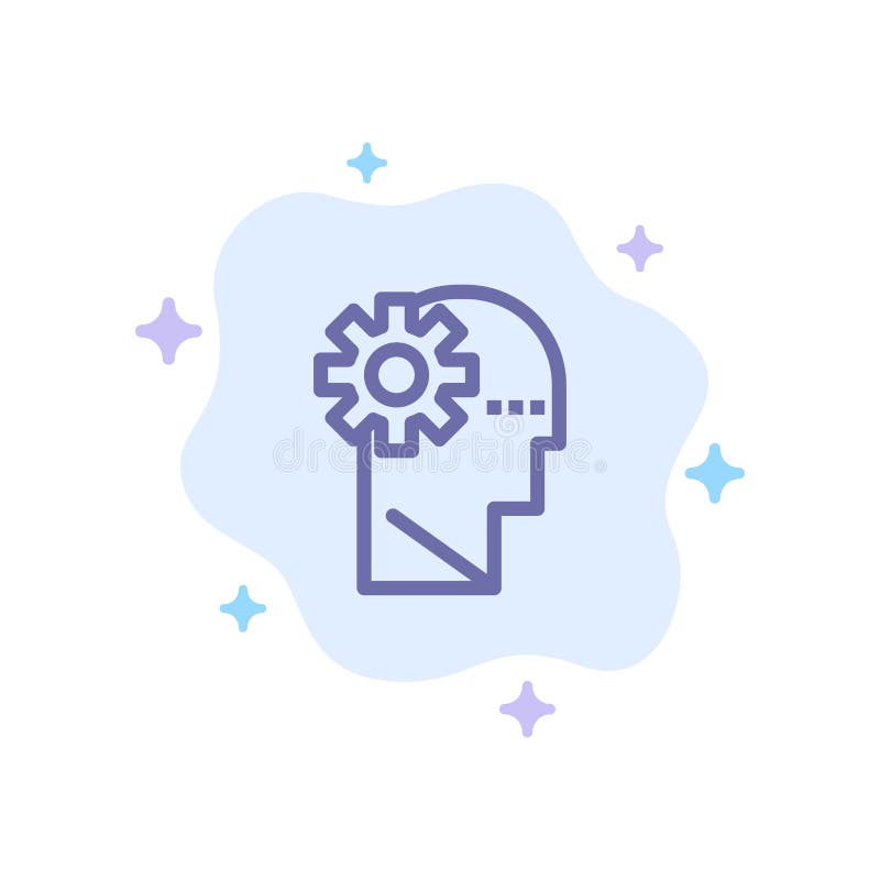 Brain, Process, Learning, Mind Blue Icon on Abstract Cloud Background ...