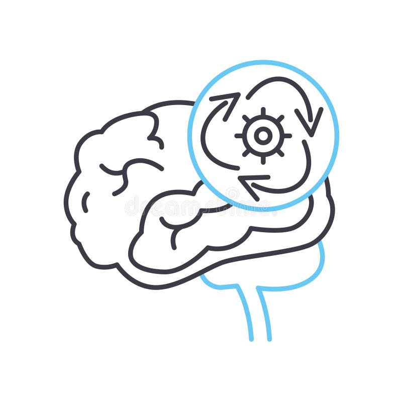 Brain Process Line Icon, Outline Symbol, Vector Illustration, Concept ...