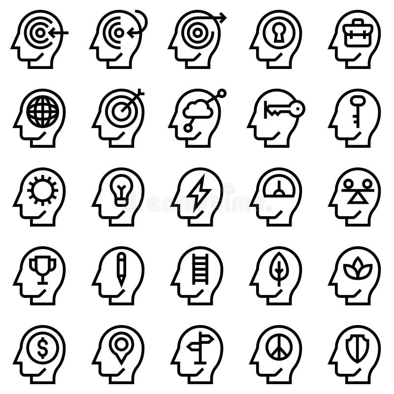 Brain Process Line Icon Set 2, Vector Illustrations Stock Vector - Illustration of security ...