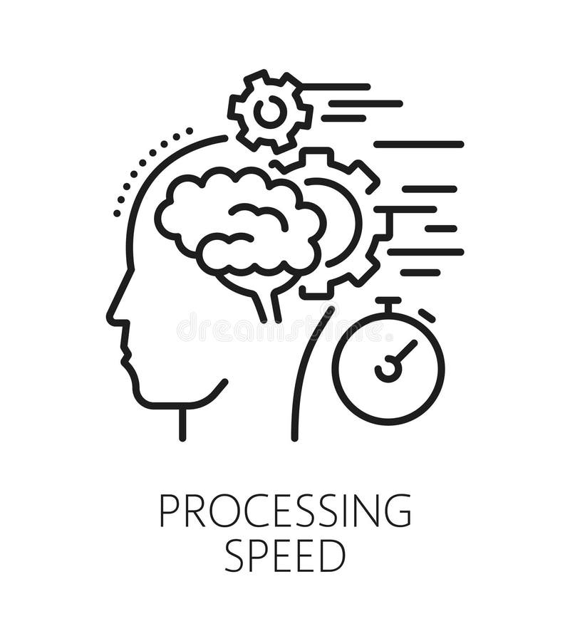 Brain Processing Speed Cognitive Ability Line Icon Stock Illustration ...