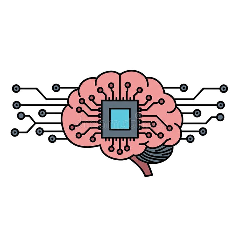 A Brain with a Processor Chip Inside of it. Stock Vector - Illustration ...