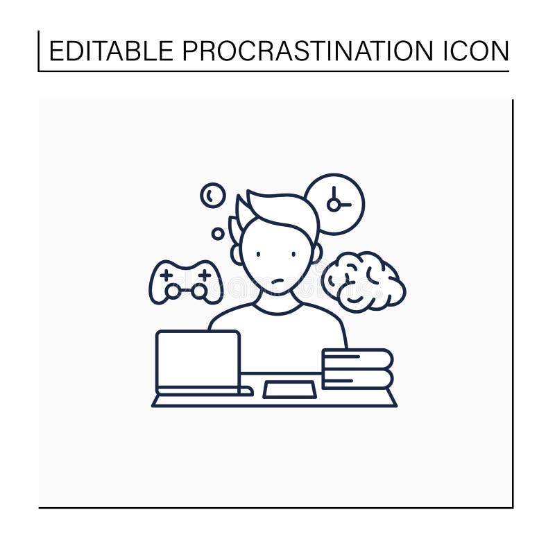 Procrastination Line Icons Set Stock Vector - Illustration of relax ...