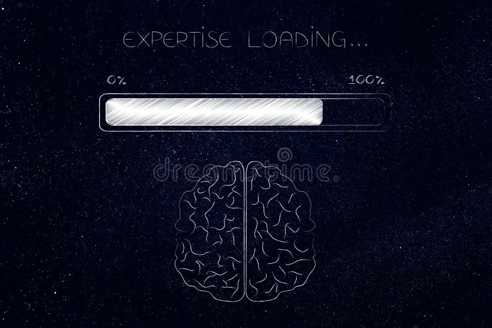 Brain with Progress Bar and Expertise Loading Text Stock Illustration ...