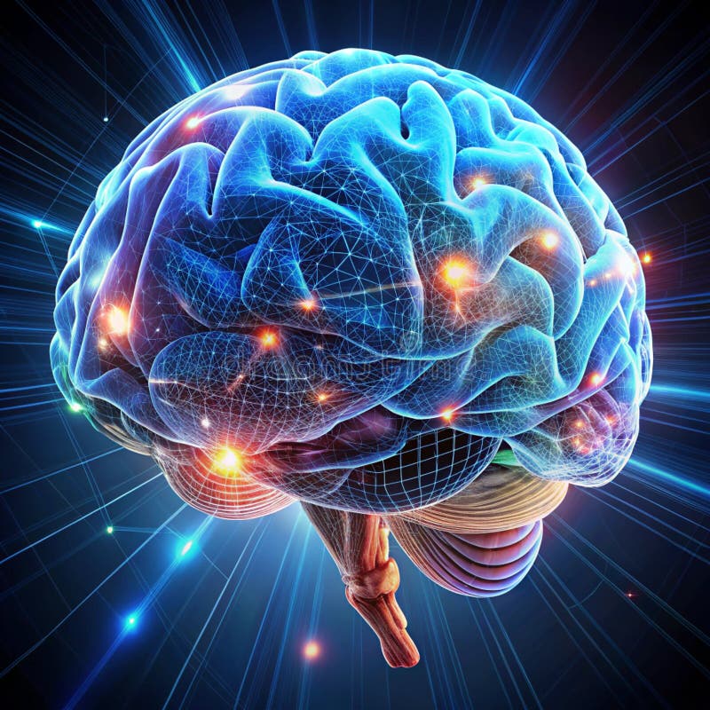 Brain Projecting 3D Data stock illustration. Illustration of processing ...