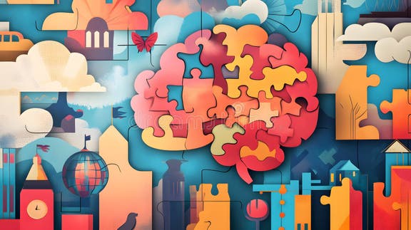 Brain with Puzzle Autism Memory Loss Dementia Stock Illustration ...