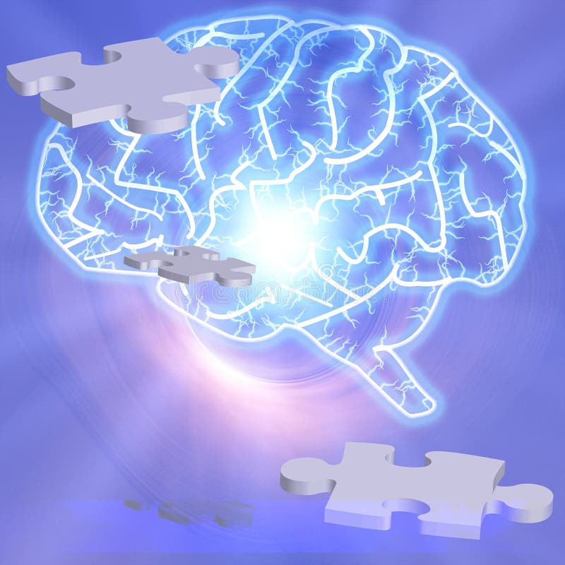 Brain and Puzzle Pieces stock illustration. Illustration of match ...
