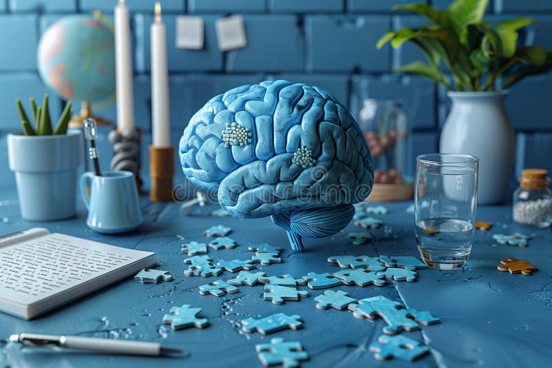 Brain with Puzzle Pieces on a Desk, Creative Mind, Exploding Brain Full ...