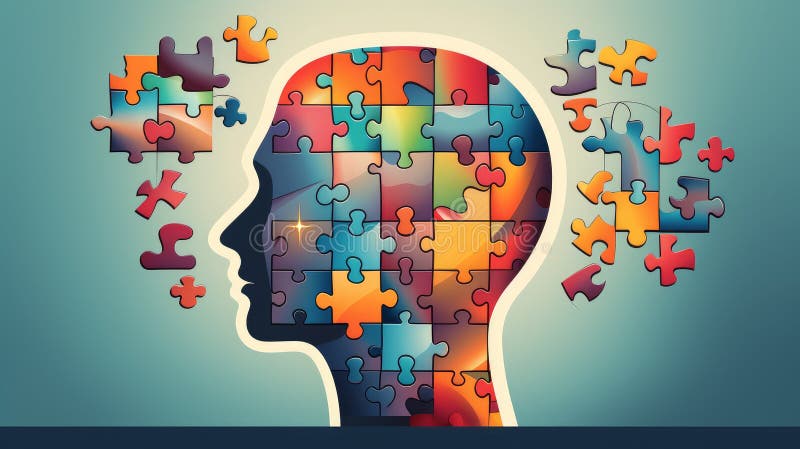 A Brain with Puzzle Pieces Fitting Together, Illustrating Mental Puzzle ...
