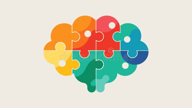 A Brain with Puzzle Pieces Interlocking and Various Colors Representing ...