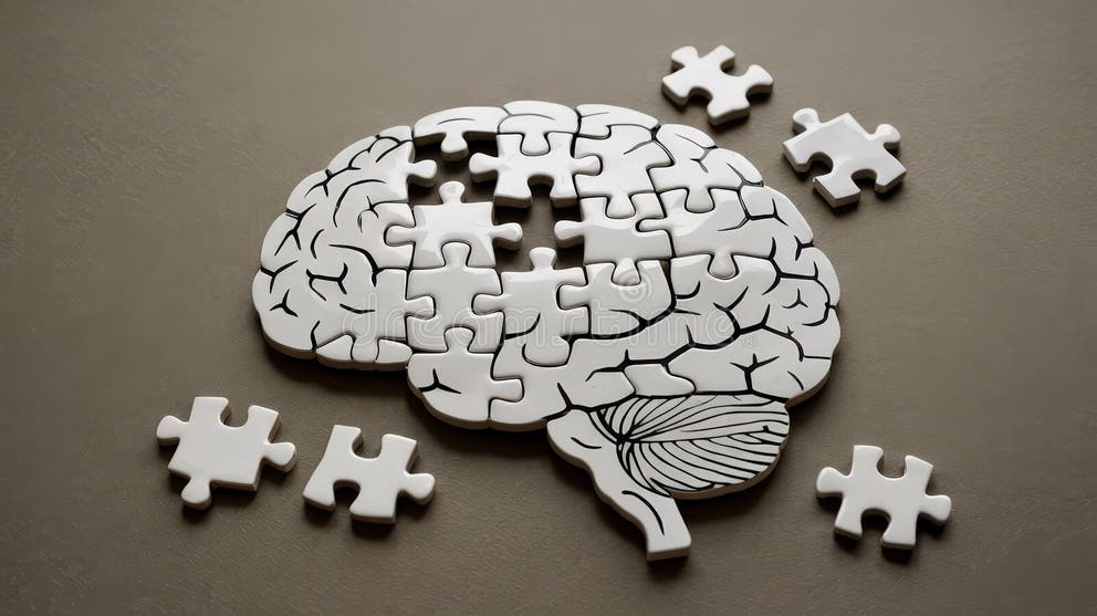 Brain Puzzle Pieces Scattered To Symbolize Cognitive Challenges and ...
