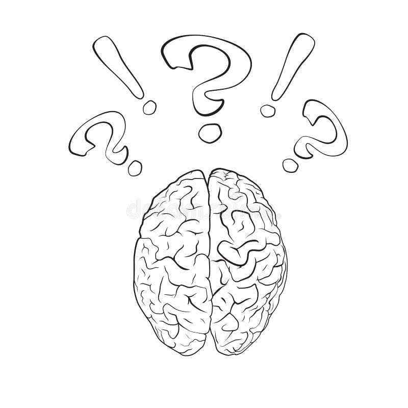 Brain with Question Mark and Exclamation Mark Stock Vector ...