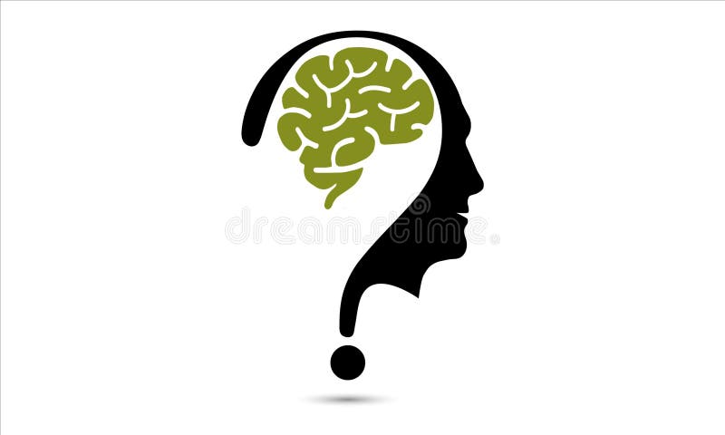 Brain with Question Mark and Human Vector Icon Stock Vector ...