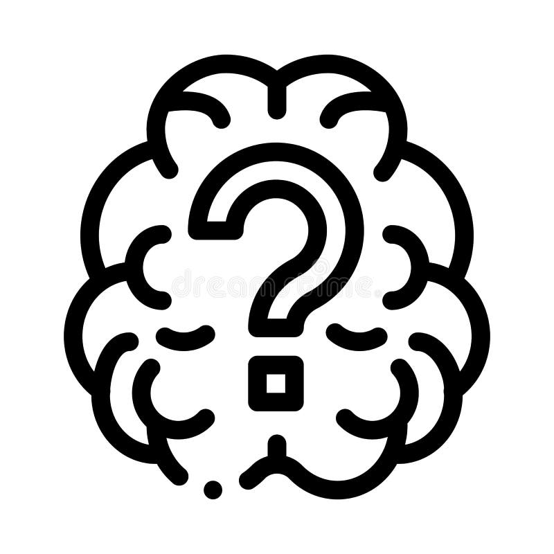Brain and Question Mark Icon Outline Illustration Stock Vector ...