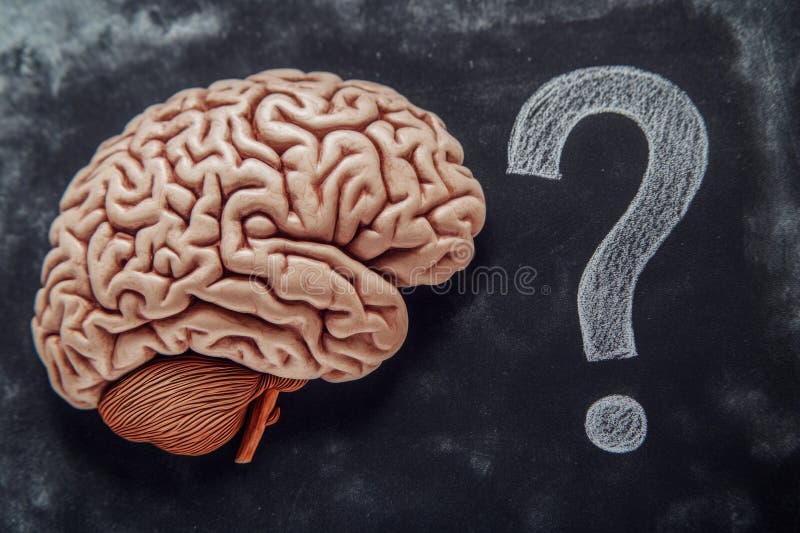 A Brain and a Question Mark Written on a Chalkboard, Perfect for ...