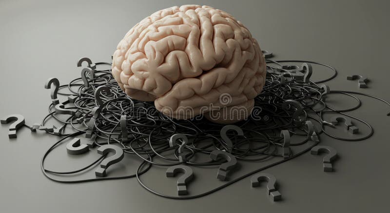 Brain with Question Marks Conceptual Representation of Thought Stock ...