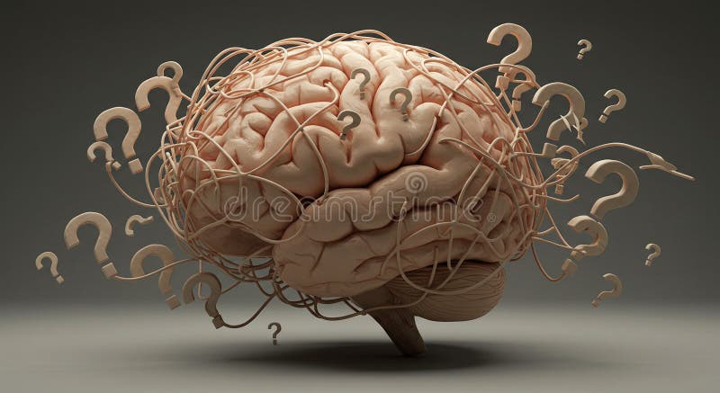 Brain with Question Marks Conceptualizing Ideas and Confusion Stock ...