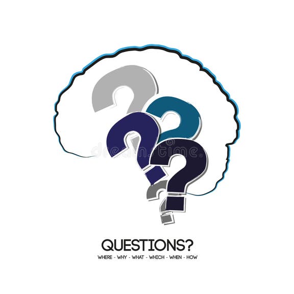 Brain and Question Marks - Questions Stock Vector - Illustration of ...
