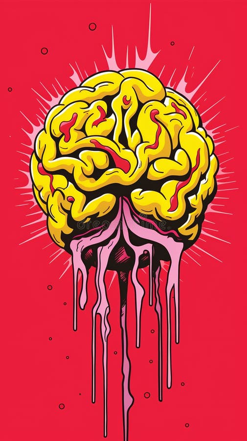 Brain Reaction Flows in Pop Art Style. Generative Ai Stock Illustration ...