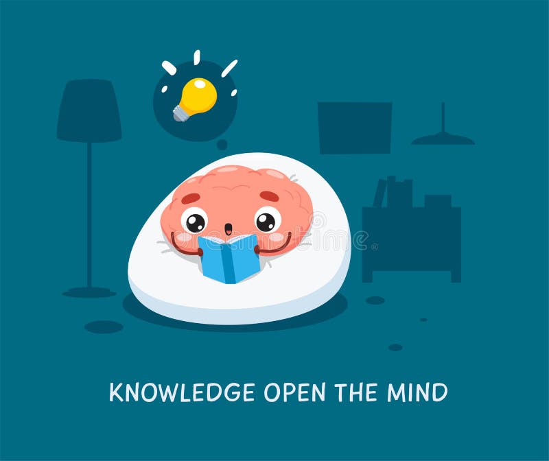 A Brain is Reading the Blue Book. Isolated Vector Illustration Stock ...