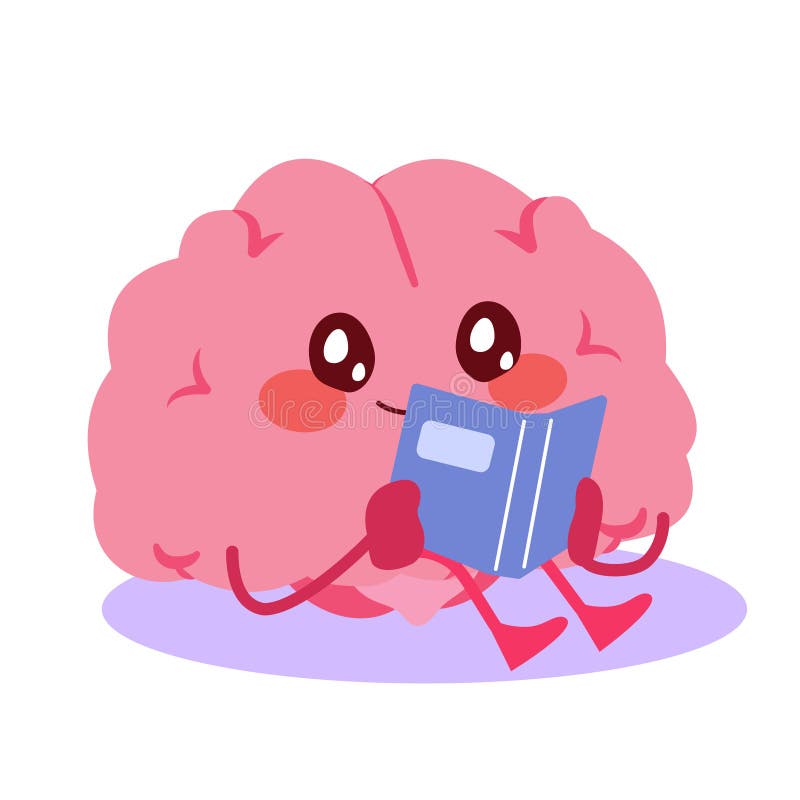 Brain Reading Book Knowledge Cartoon Concept Vector Illustration Stock ...