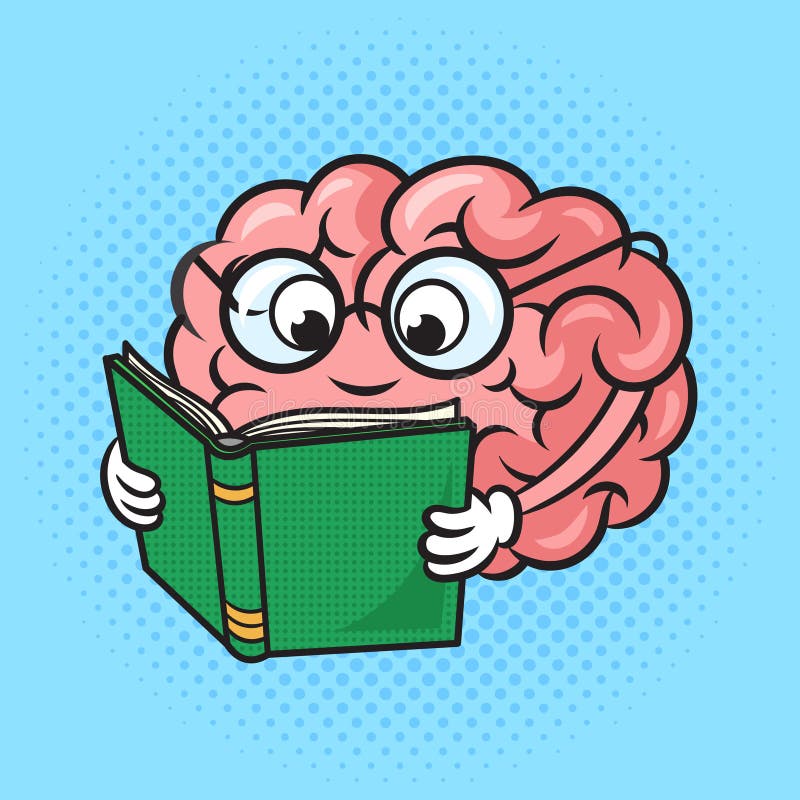 Brain Reading Book Pop Art Vector Illustration Stock Vector ...