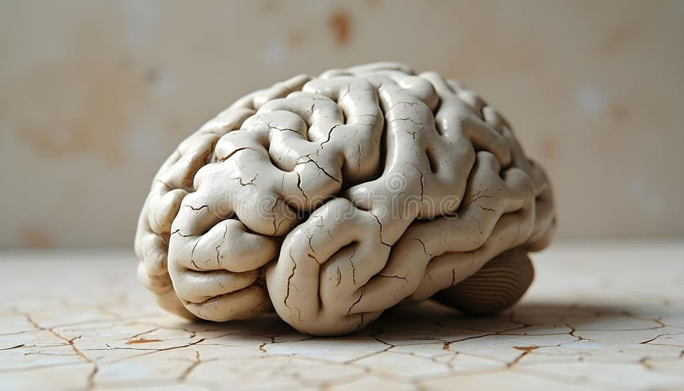 Brain Represented in Ceramic with Kintsugi Repair Symbolizing ...