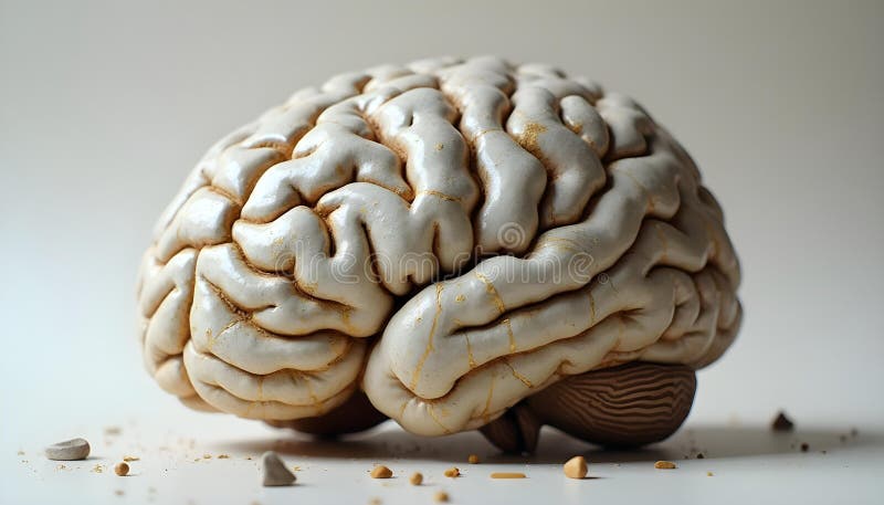 Brain Represented in Ceramic with Kintsugi Repair Symbolizing ...
