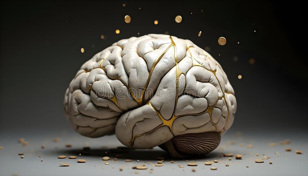 Brain Represented in Ceramic with Kintsugi Repair Symbolizing ...