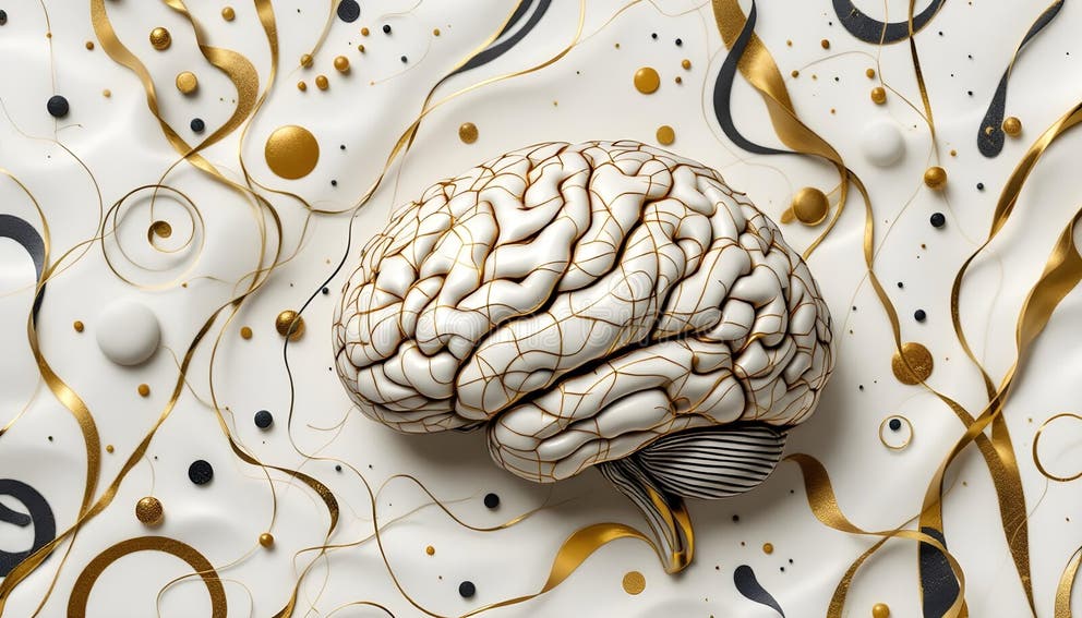 Brain Represented in Ceramic with Kintsugi Repair Symbolizing ...