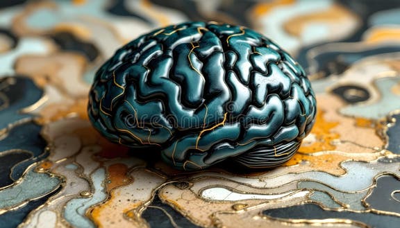 Brain Represented in Ceramic with Kintsugi Repair Symbolizing ...