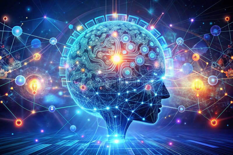 Brain Representing AI and Modern Technologies with Printed Circuit ...