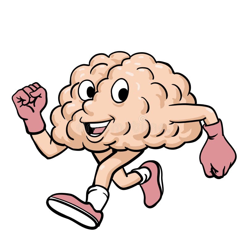Brain Running with Shoes Cartoon Stock Vector - Illustration of ...
