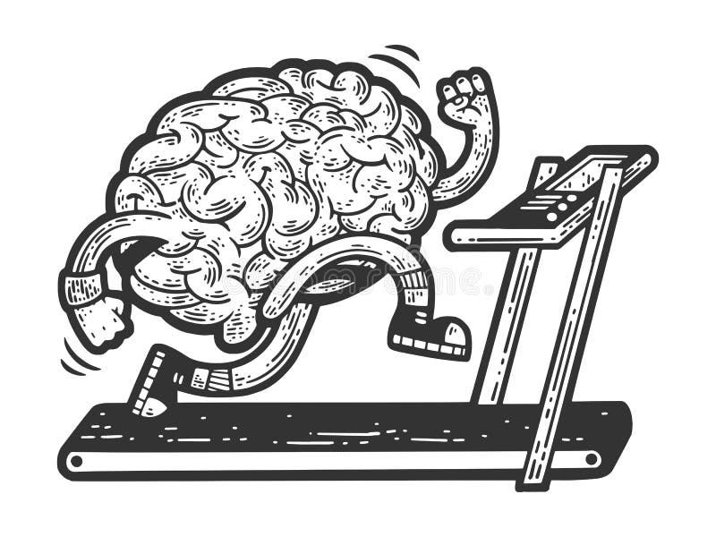 Brain Running Training on Treadmill Sketch Vector Stock Vector ...