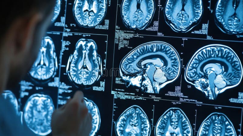 Brain Scan Comparison Showing Differences in Health Conditions Stock ...