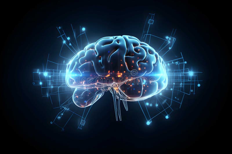 Brain Scan Technology Wireframe Mesh Electric Technology Concept ...