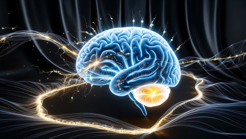 Luxurious Brain Scan Visualization Glowing with Confidence on Dark ...