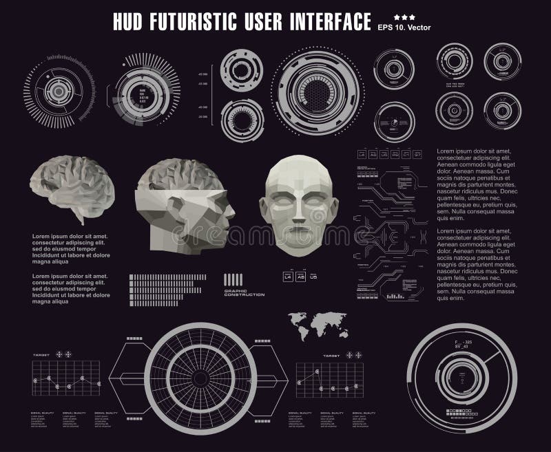 Brain Scanning Accurate Facial Recognition Biometric Technology. HUD ...