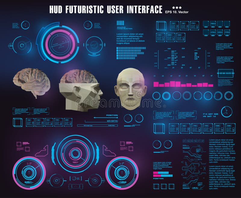 Brain Scanning Accurate Facial Recognition Biometric Technology. HUD ...
